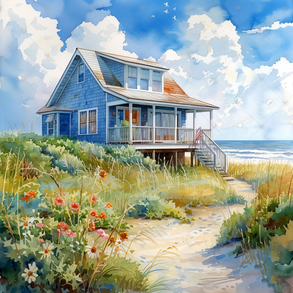 Beach House Scenery JPG Clipart Bundle- Digital Download - Etsy Canada