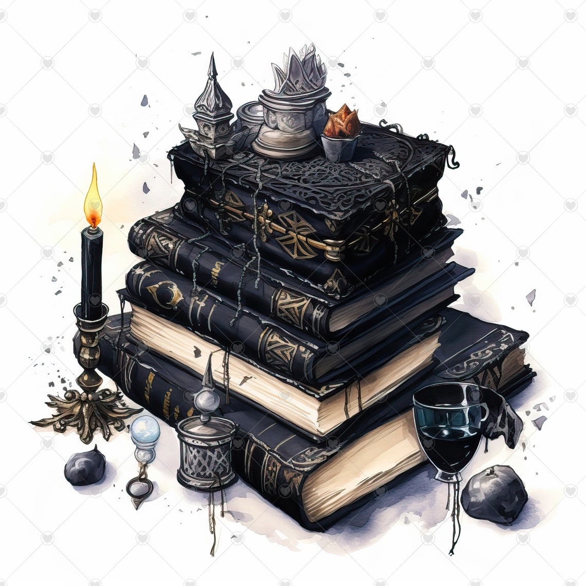 Dark Gothic Witch's Spellbook Clipart Bundle 10 High - Etsy