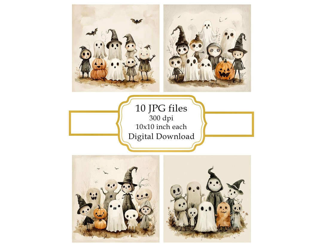 Adorable and Spooky Halloween Monsters JPG Clipart Bundle- Digital ...