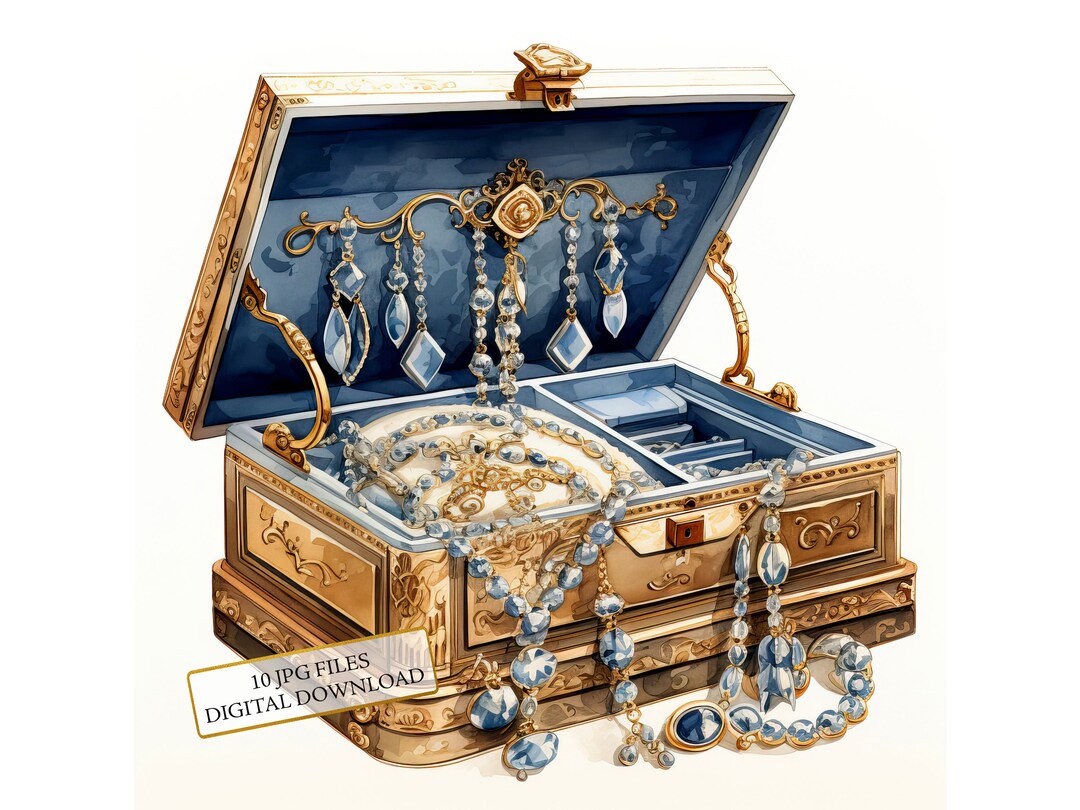 Open Ornate Vintage Jewelry Box Clipart Bundle- 10 High Quality ...
