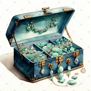 Open Ornate Vintage Jewelry Box Clipart Bundle- 10 High Quality ...