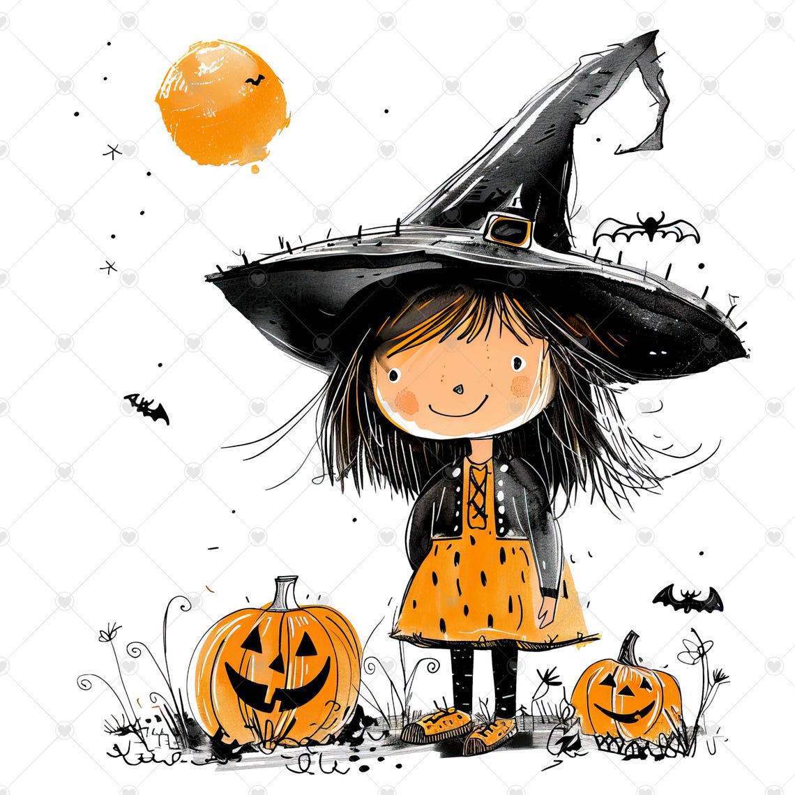 Little Halloween Witch PNG Clipart Bundle- Digital Download - Etsy