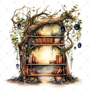 Enchanted Magical Forest Bookshelf Clipart Bundle- 10 High Quality ...