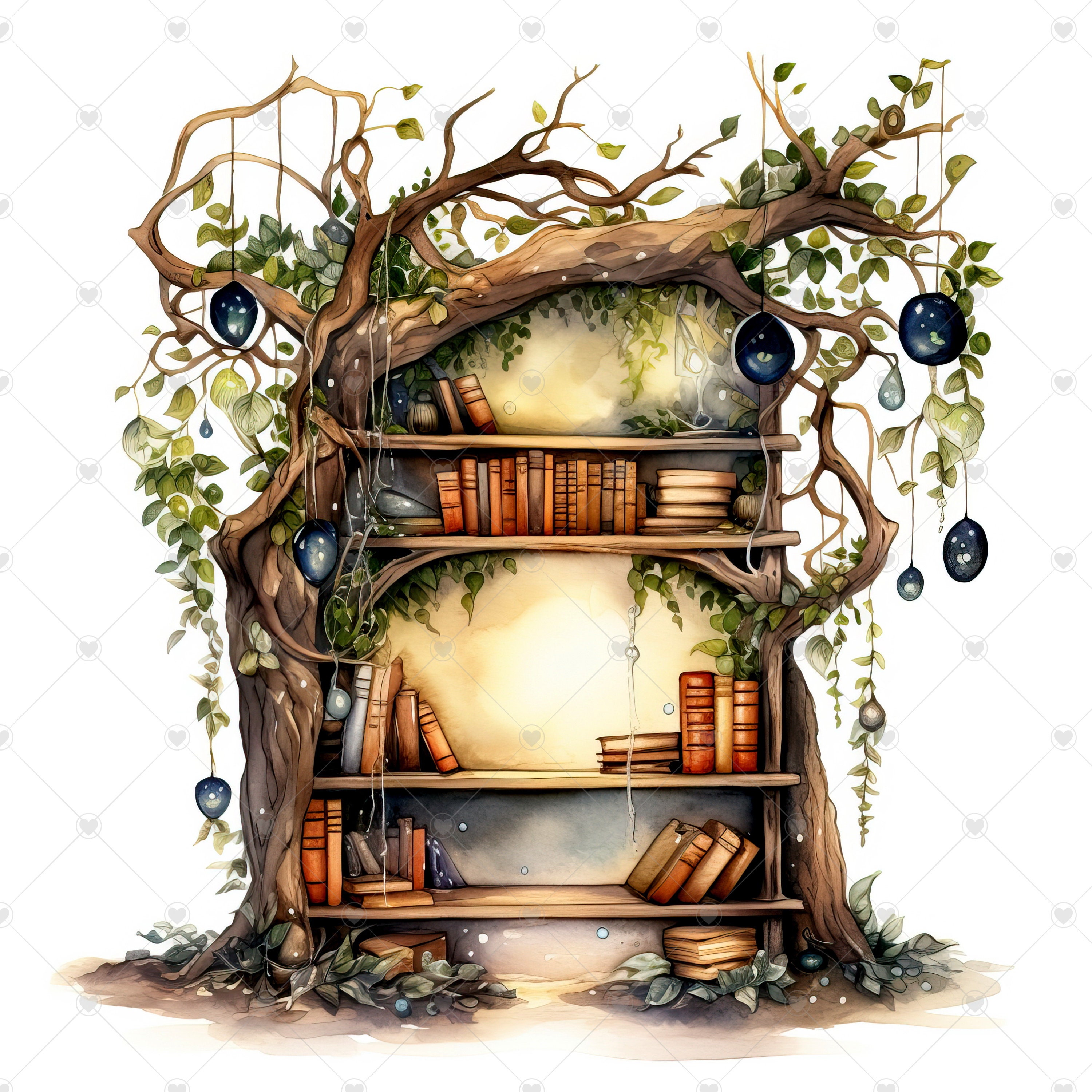 Enchanted Magical Forest Bookshelf Clipart Bundle 10 High - Etsy