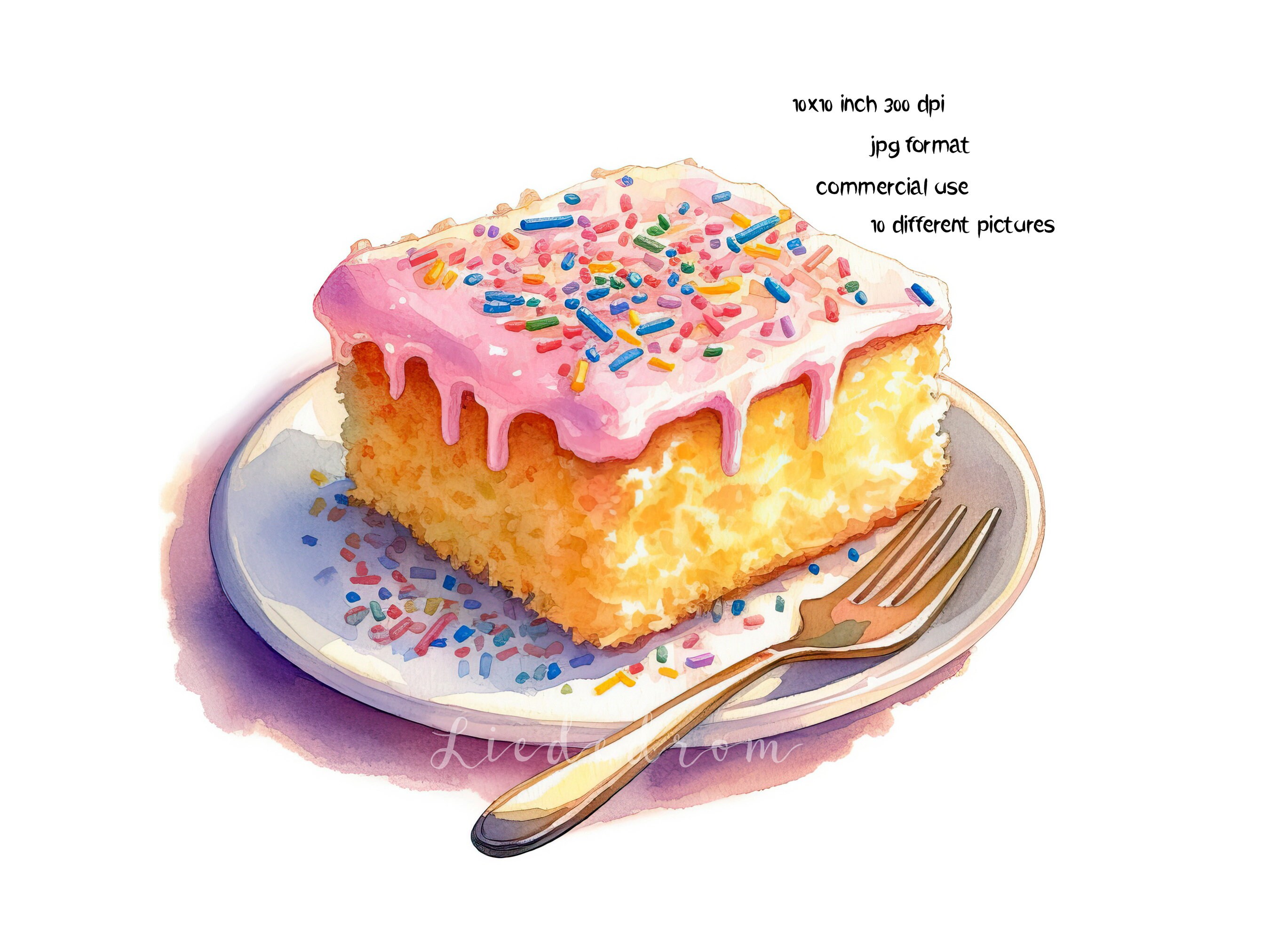 Sprinkle Tray Bake Cake Clipart Bundle 10 High Quality - Etsy UK