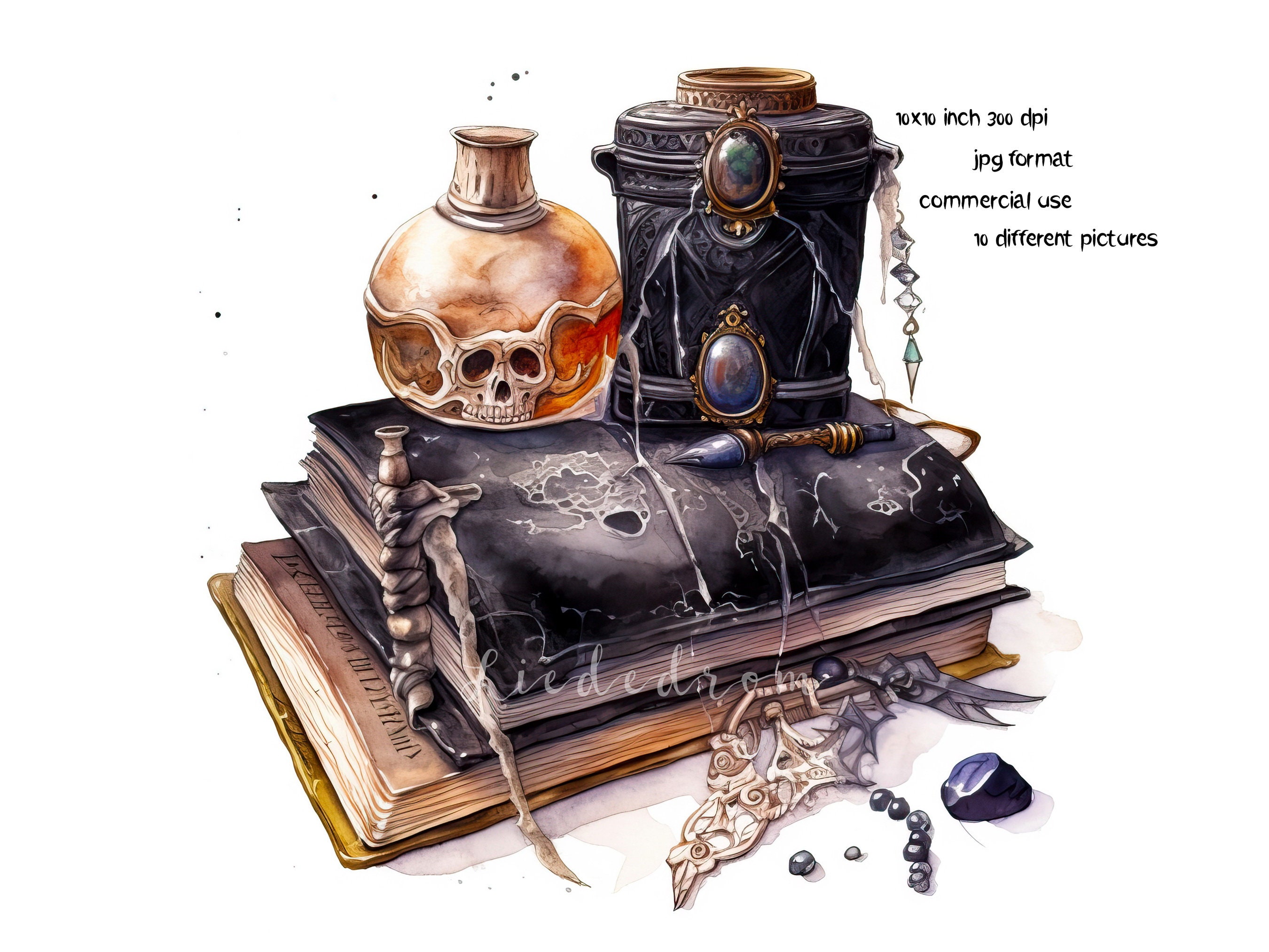 Dark Gothic Witch's Spellbook Clipart Bundle 10 High - Etsy