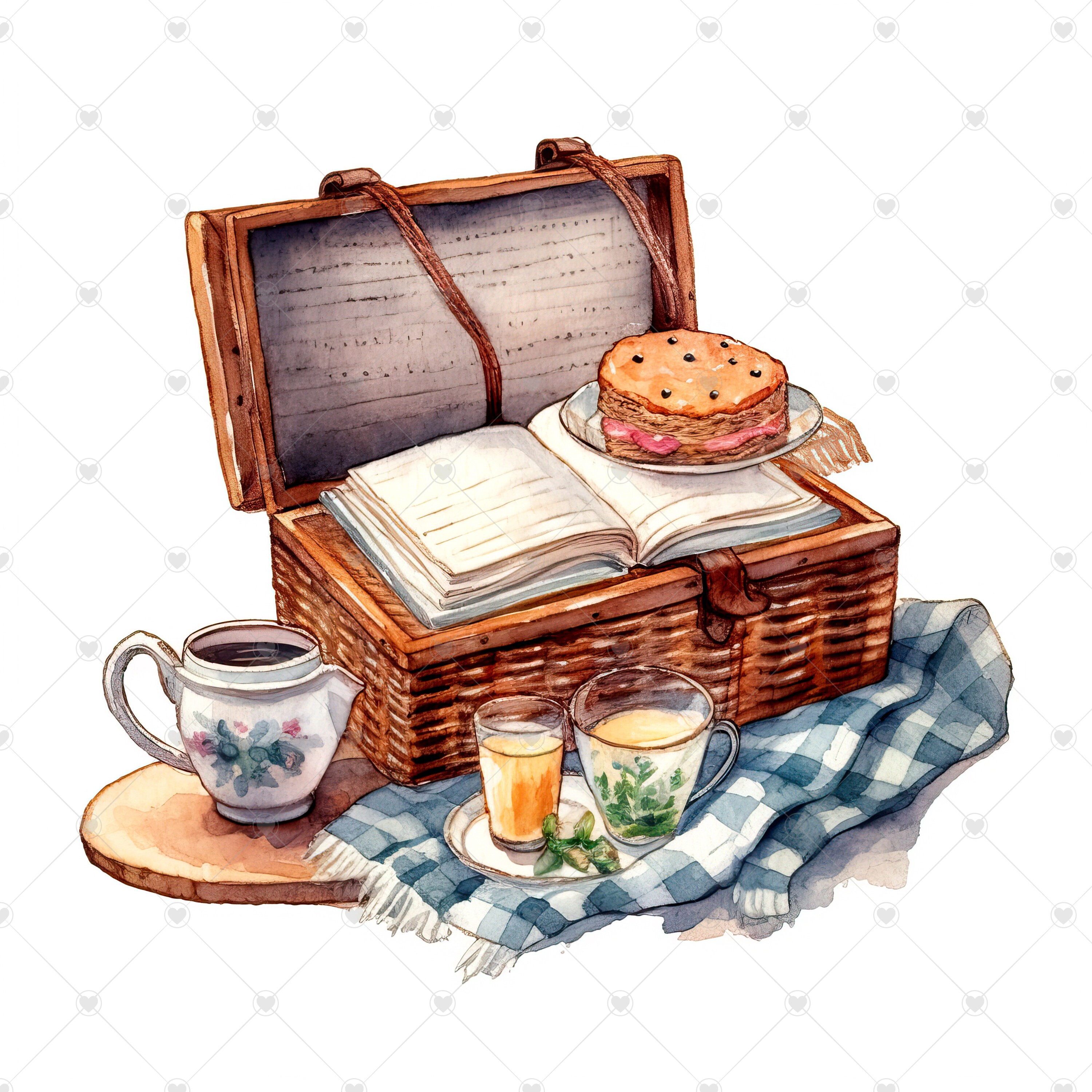Picnic With Books Pie and Tea Clipart Bundle 10 High Quality - Etsy