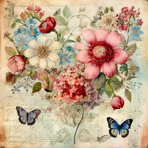 Shabby Chic Vintage Floral Love Letter Clipart Bundle- 10 High Quality ...