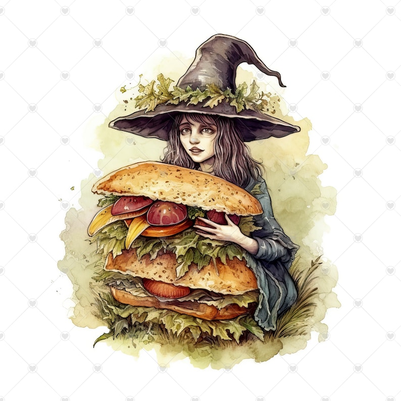 Witch With a Sandwich Clipart Bundle 10 High Quality - Etsy