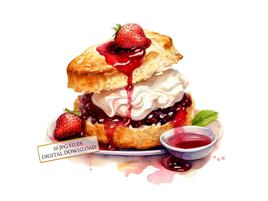 British Scone Clipart Bundle- 10 High Quality Watercolor Jpgs- Dessert ...