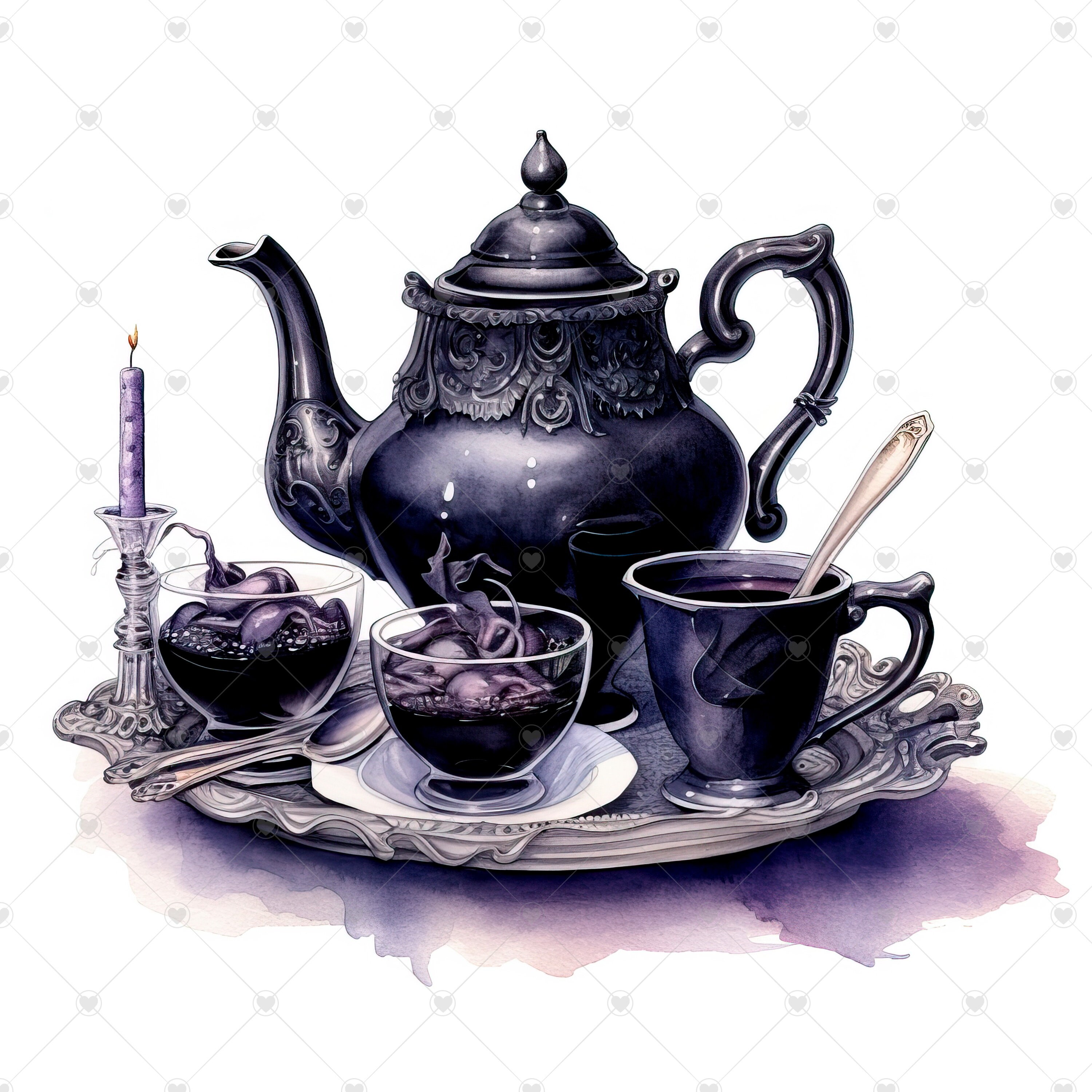 Dark Witch's Magic Tea Set Clipart Bundle 10 High Quality - Etsy France