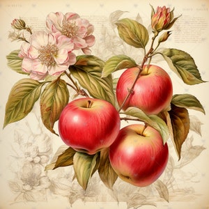 Shabby Chic Apples Clipart Bundle 10 High Quality Watercolor Jpgs Fruit ...