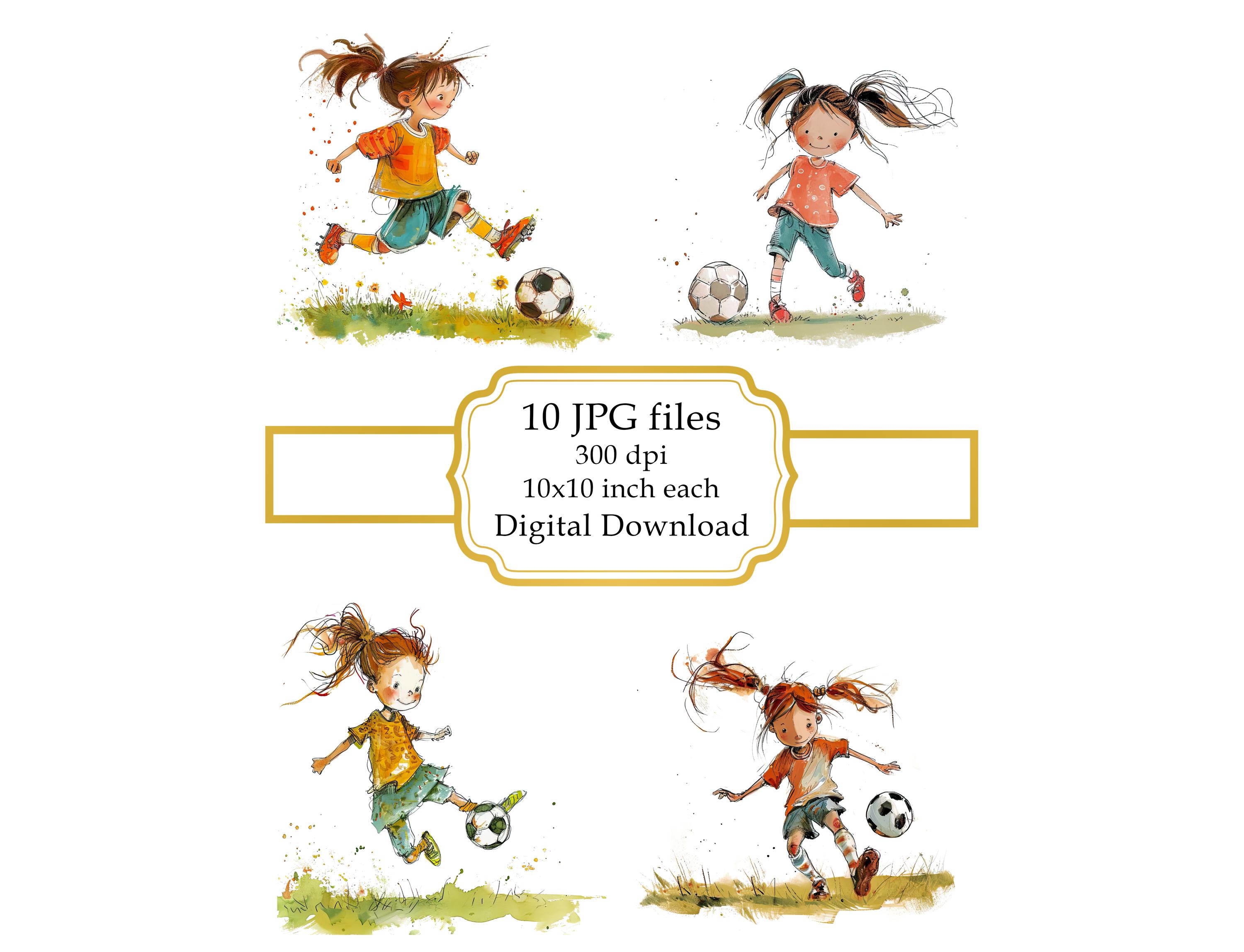 Little Girl Playing Soccer JPG Clipart Bundle- Digital Download - Etsy