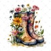 Rain Boots and Wildflowers Clipart Bundle 10 High Quality Watercolor ...