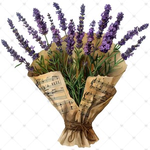 Lavender Bouquet in Music Notes Clipart Bundle- 10 High Quality ...