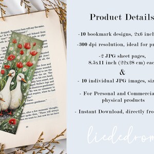 10 Geese Family in Wildflower Field Printable Bookmark Sheets, 10 JPG ...