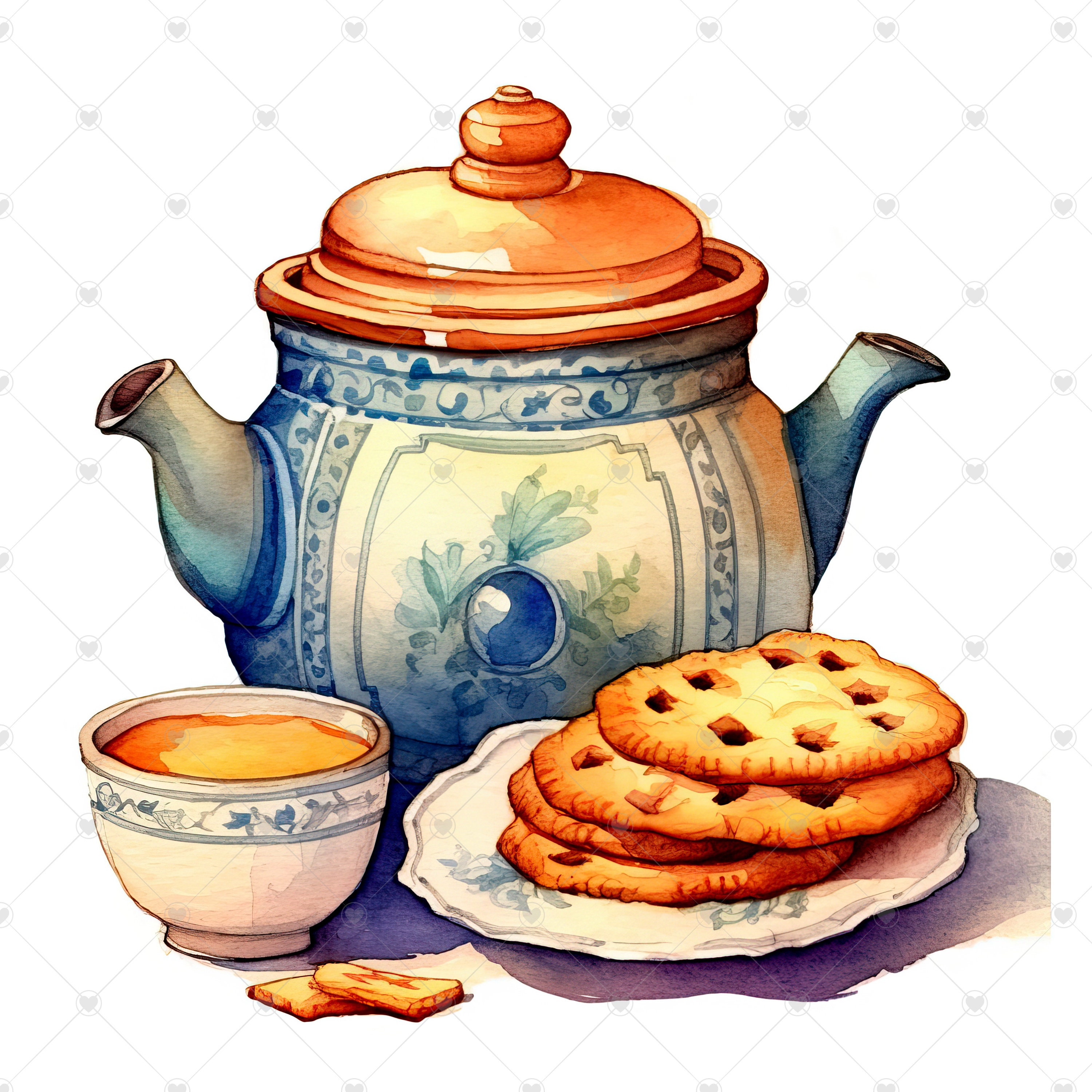 Tea Time With Biscuits Clipart Bundle 10 High Quality - Etsy