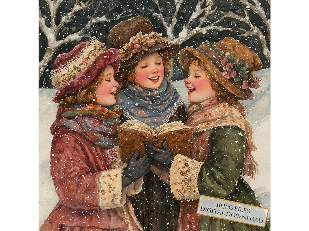 People Singing Christmas Carols JPG Clipart Bundle- Digital Download - Etsy