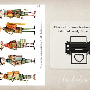 10 Christmas Elf Holding a Present Printable Bookmark Sheets, 10 JPG ...