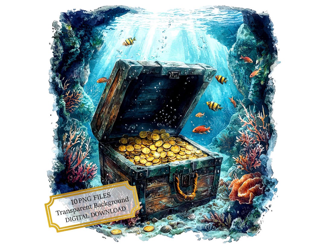 Treasure Chest Under the Sea PNG Clipart Bundle- Digital Download - Etsy