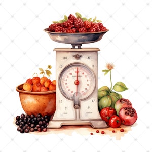 Retro Kitchen Scale With Fruits Clipart Bundle- 10 High Quality ...
