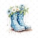 Blue Polka Dot Rain Boots With Flowers Clipart Bundle 10 High Quality ...