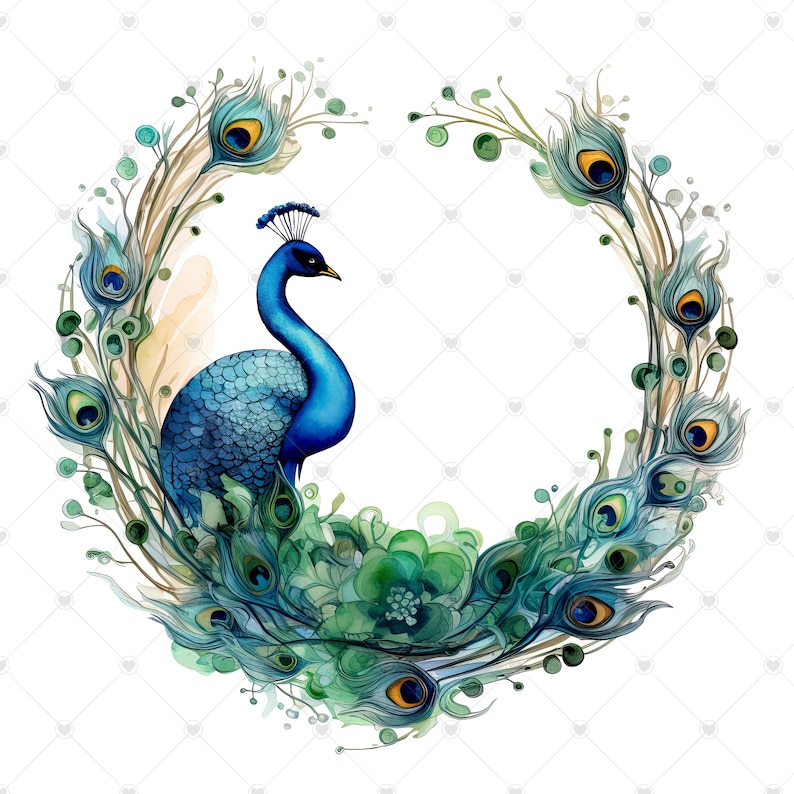 Peacock Circle PNG Clipart Bundle- Digital Download - Etsy