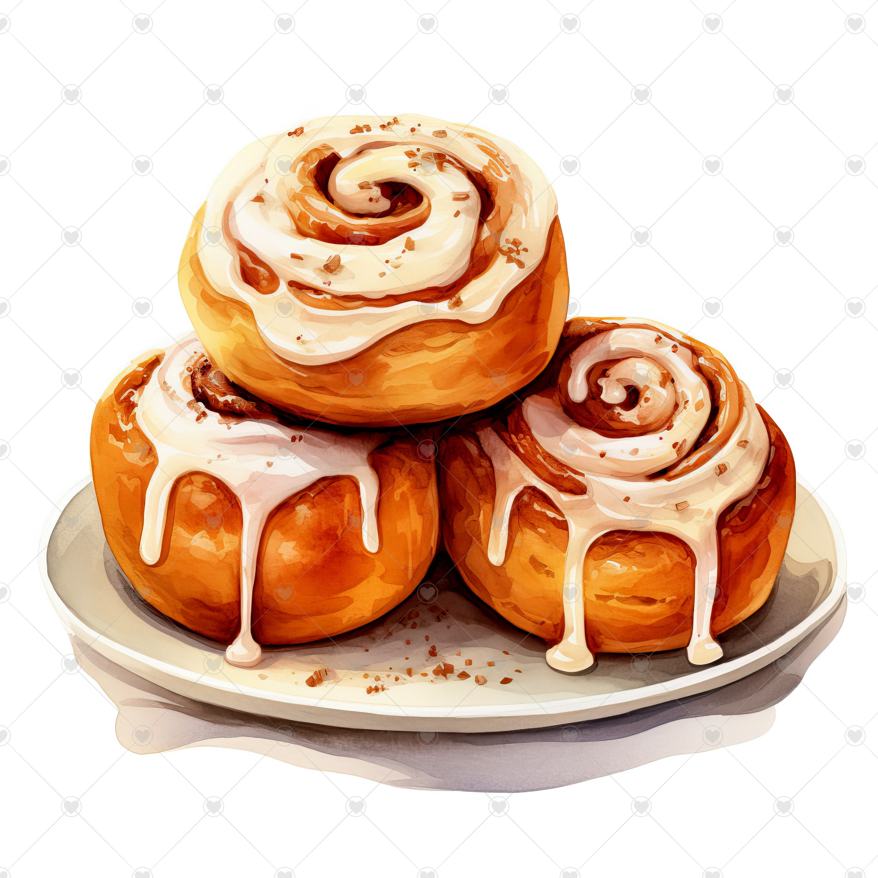 Cinnamon Rolls Clipart Bundle 10 High Quality Watercolor - Etsy