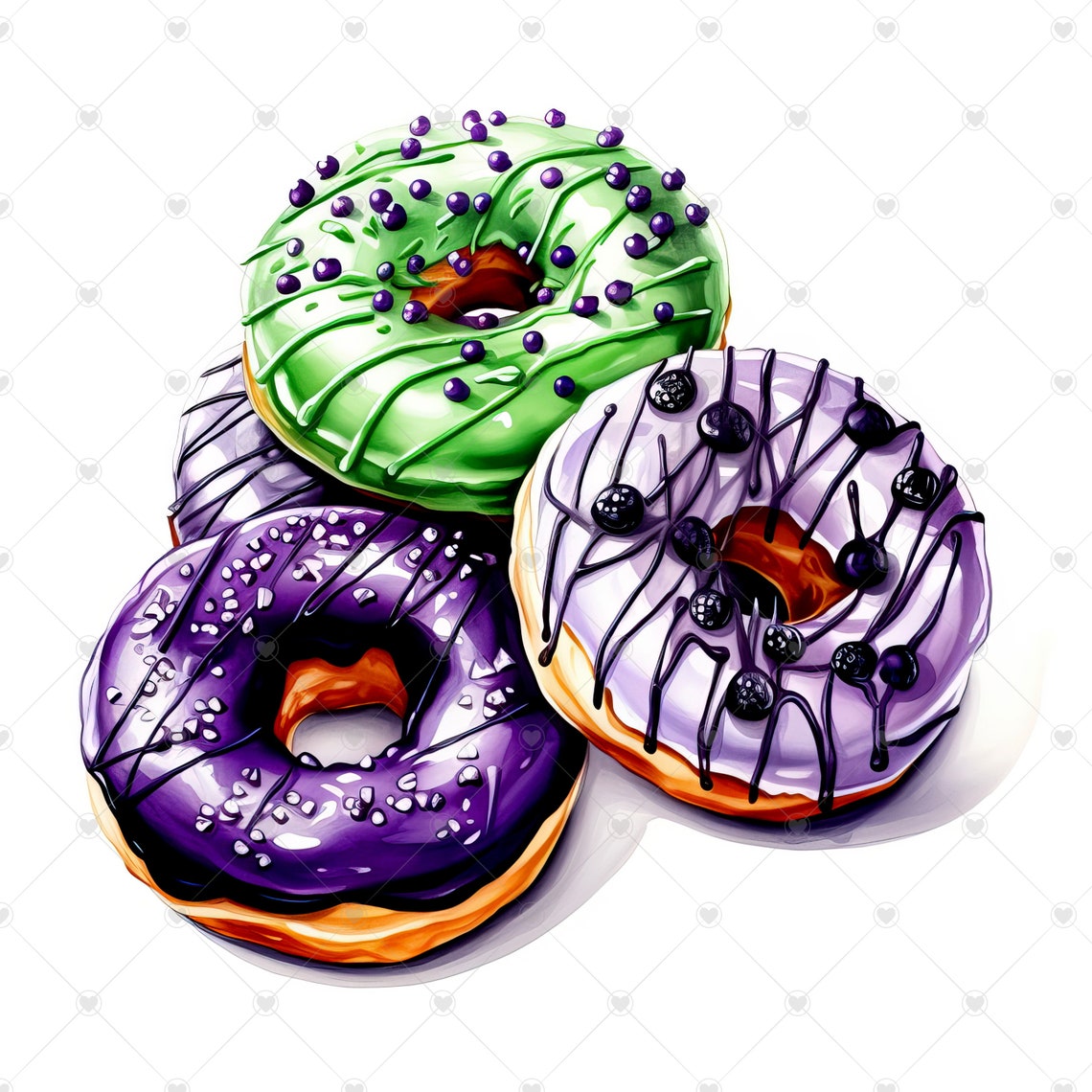 Halloween Donuts Clipart Bundle 10 High Quality Watercolor - Etsy