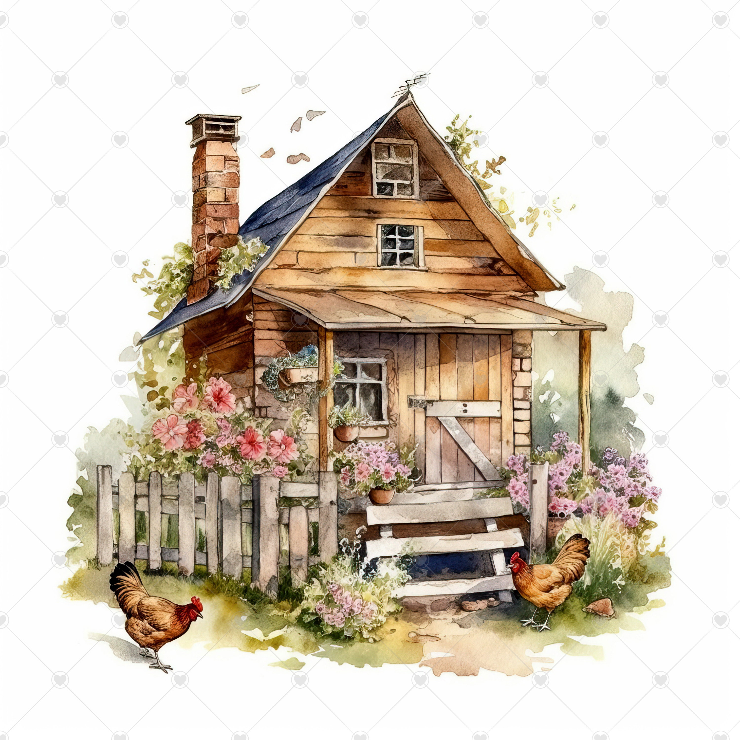 Hen House Chicken Coop Clipart Bundle 10 High Quality - Etsy