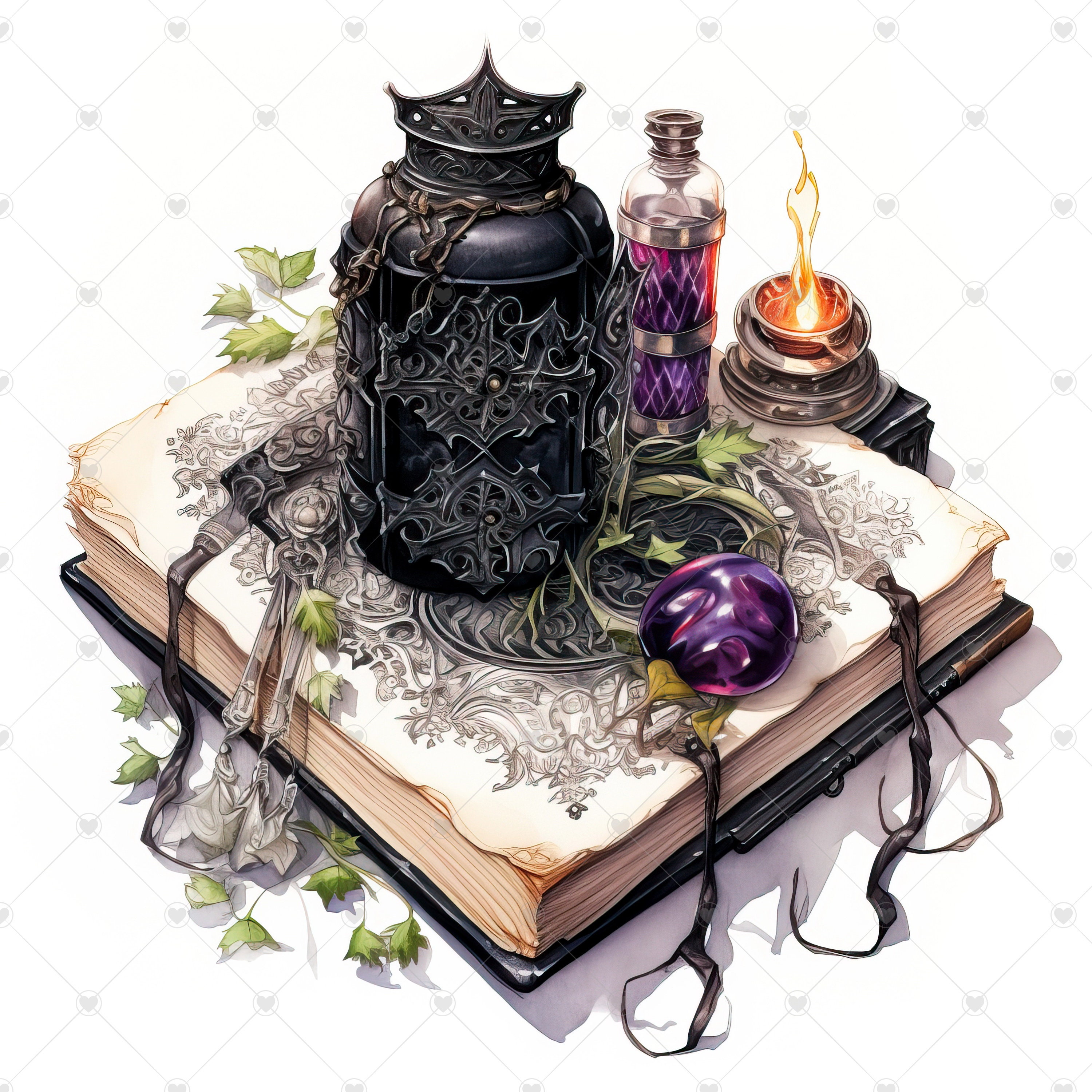 Dark Gothic Witch's Spellbook Clipart Bundle 10 High - Etsy