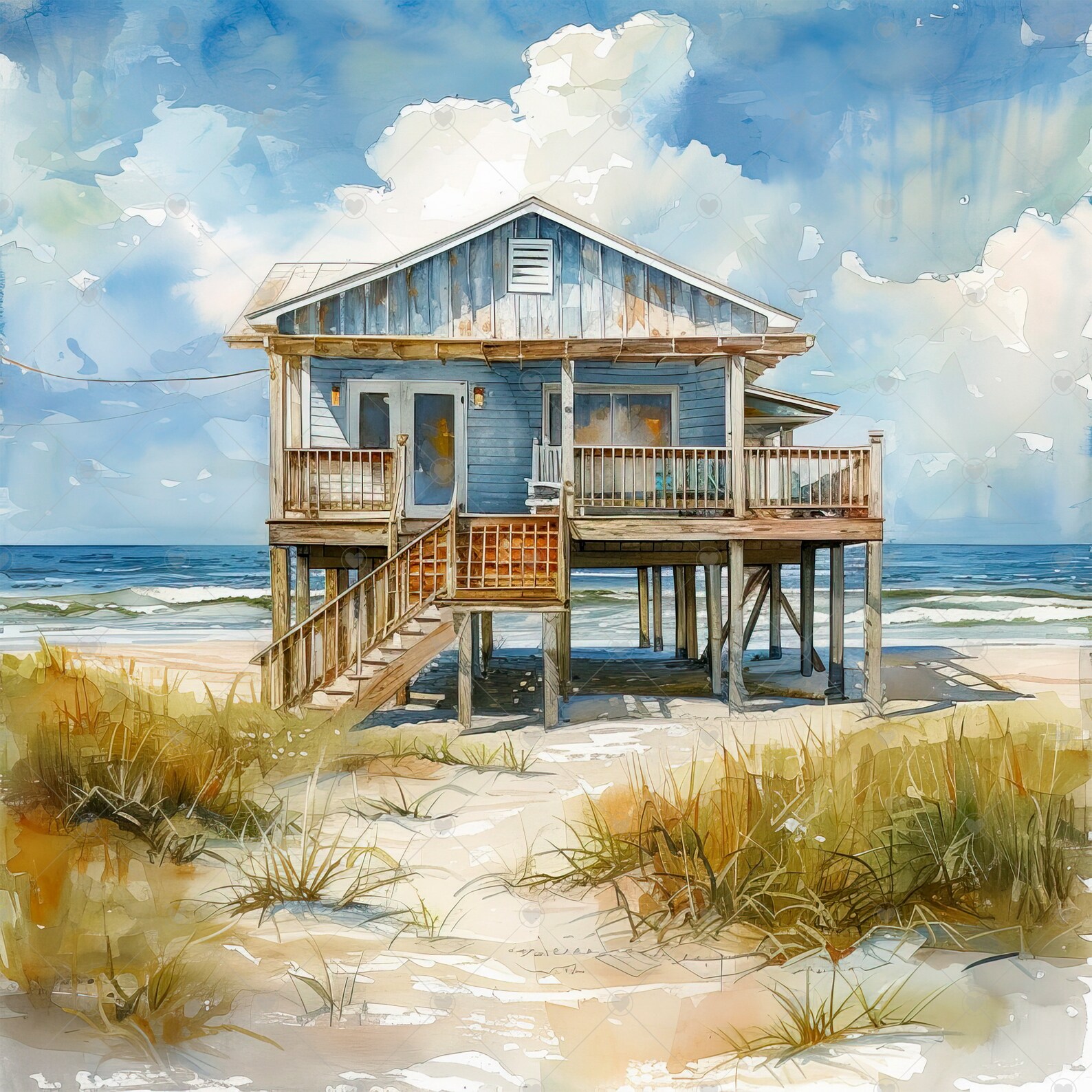 Beach House Scenery JPG Clipart Bundle- Digital Download - Etsy Canada