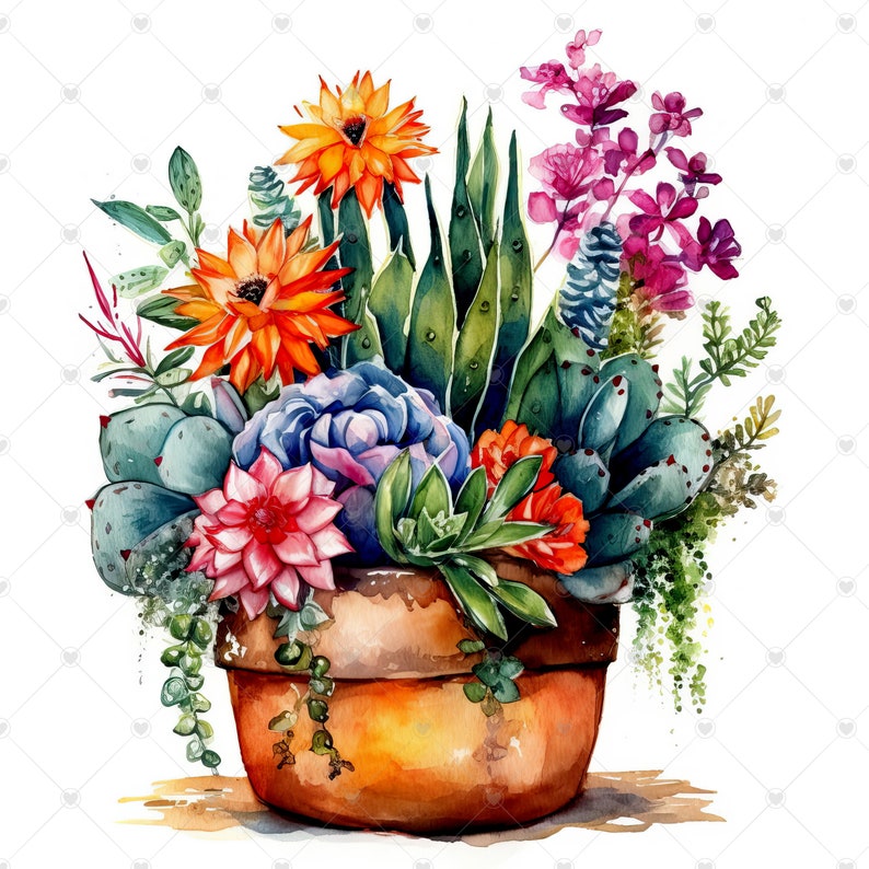 Cactus in Flower Pot Clipart Bundle 10 High Quality - Etsy