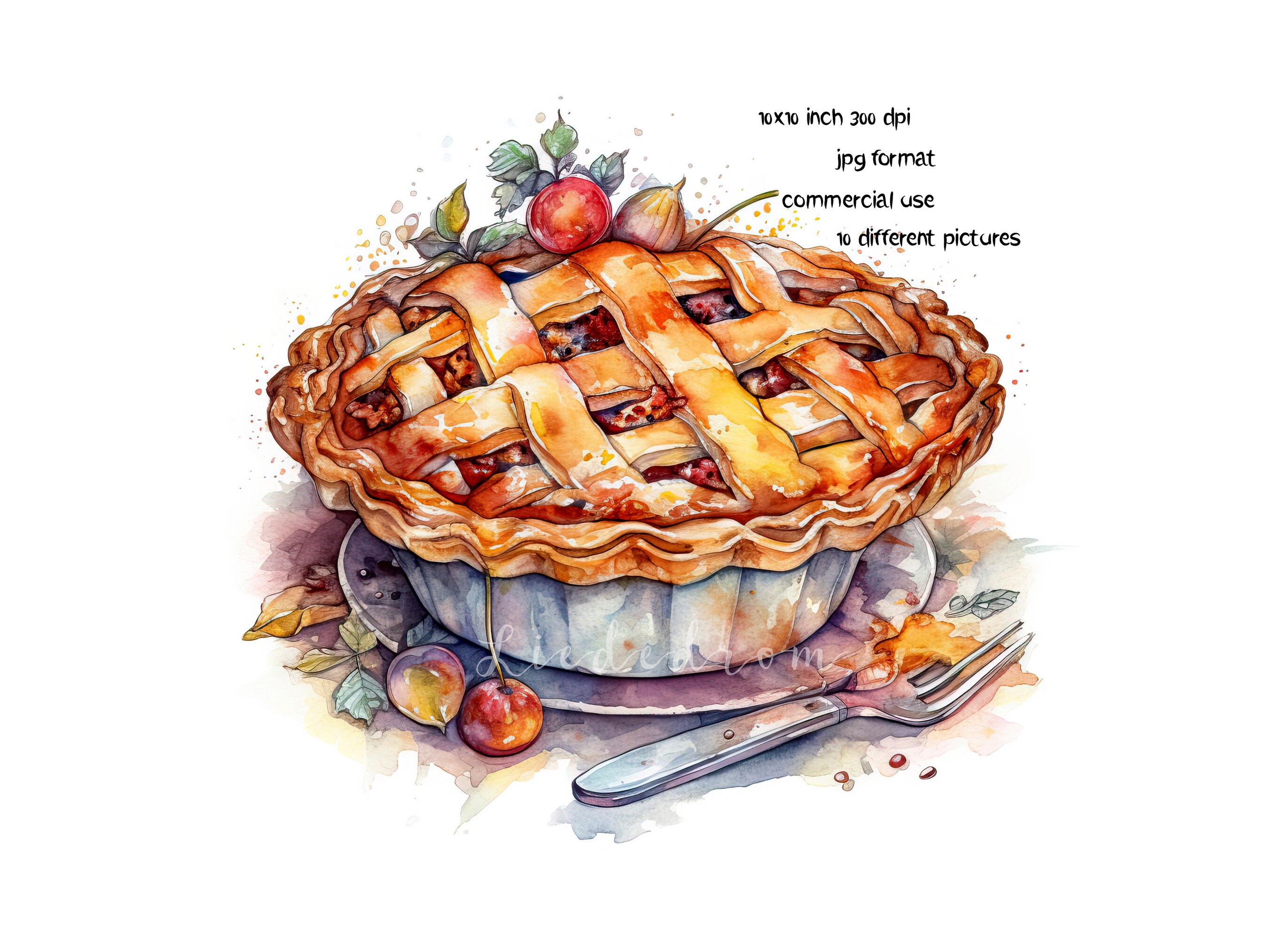 Grandma's Pie Clipart Bundle 10 High Quality Watercolor - Etsy