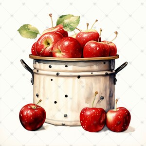 Fresh Apples in Retro Polka Dot Enamel Pot Clipart Bundle 10 High ...