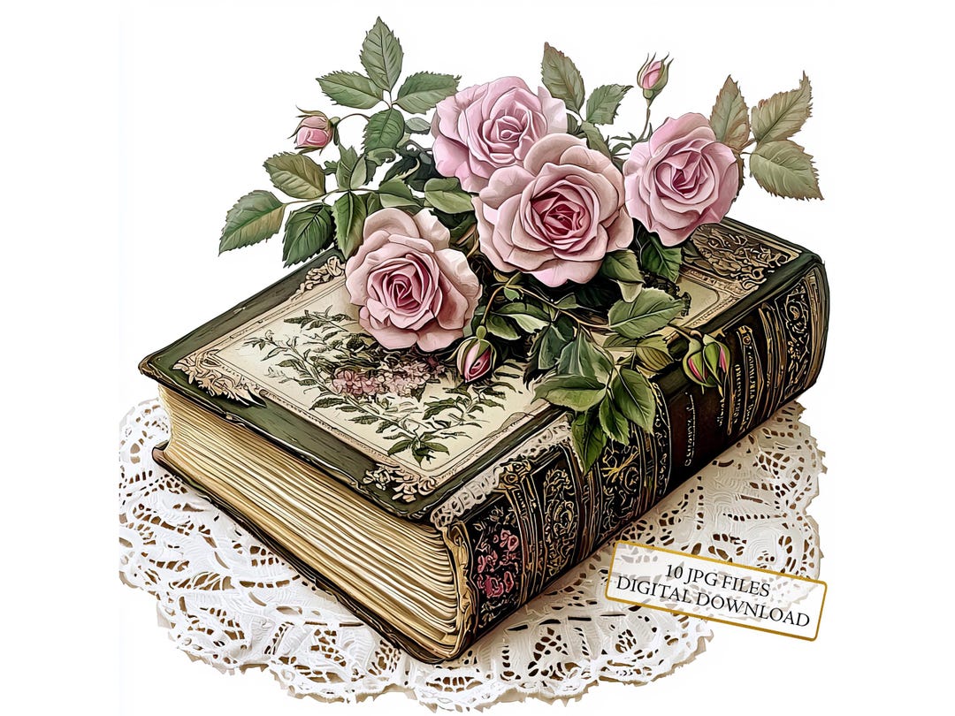 Vintage Boos With Wild Roses and Doily Clipart Bundle- 10 High Quality ...