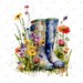 Rain Boots and Wildflowers Clipart Bundle 10 High Quality Watercolor ...