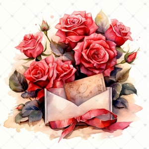 Love Letter With Pink Flowers Clipart Bundle- 10 High Quality ...