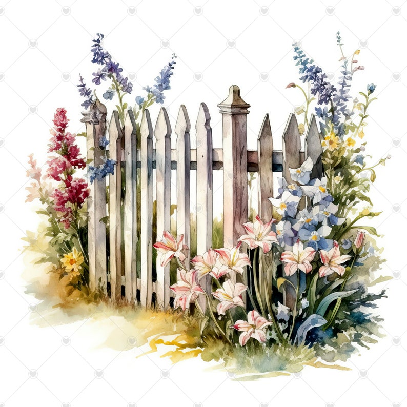 White Wooden Garden Fence Clipart Bundle 10 High Quality - Etsy