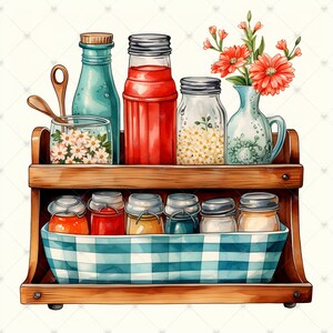 Retro Spice Rack Clipart Bundle- 10 High Quality Watercolor Jpgs ...