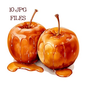 Caramel Apples Clipart Bundle 10 High Quality Watercolor - Etsy