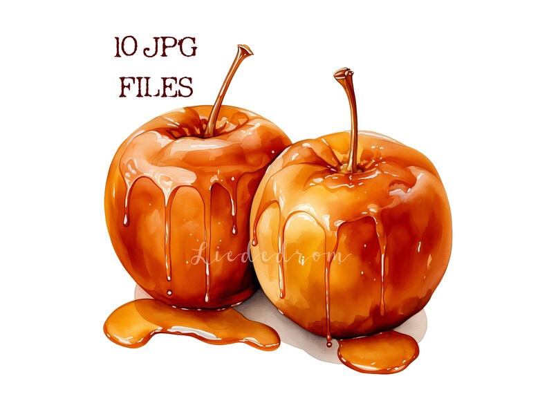 Caramel Apples Clipart Bundle 10 High Quality Watercolor - Etsy
