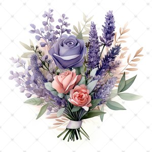 Lavender Bouquet Clipart Bundle- 10 High Quality Watercolor Jpgs ...