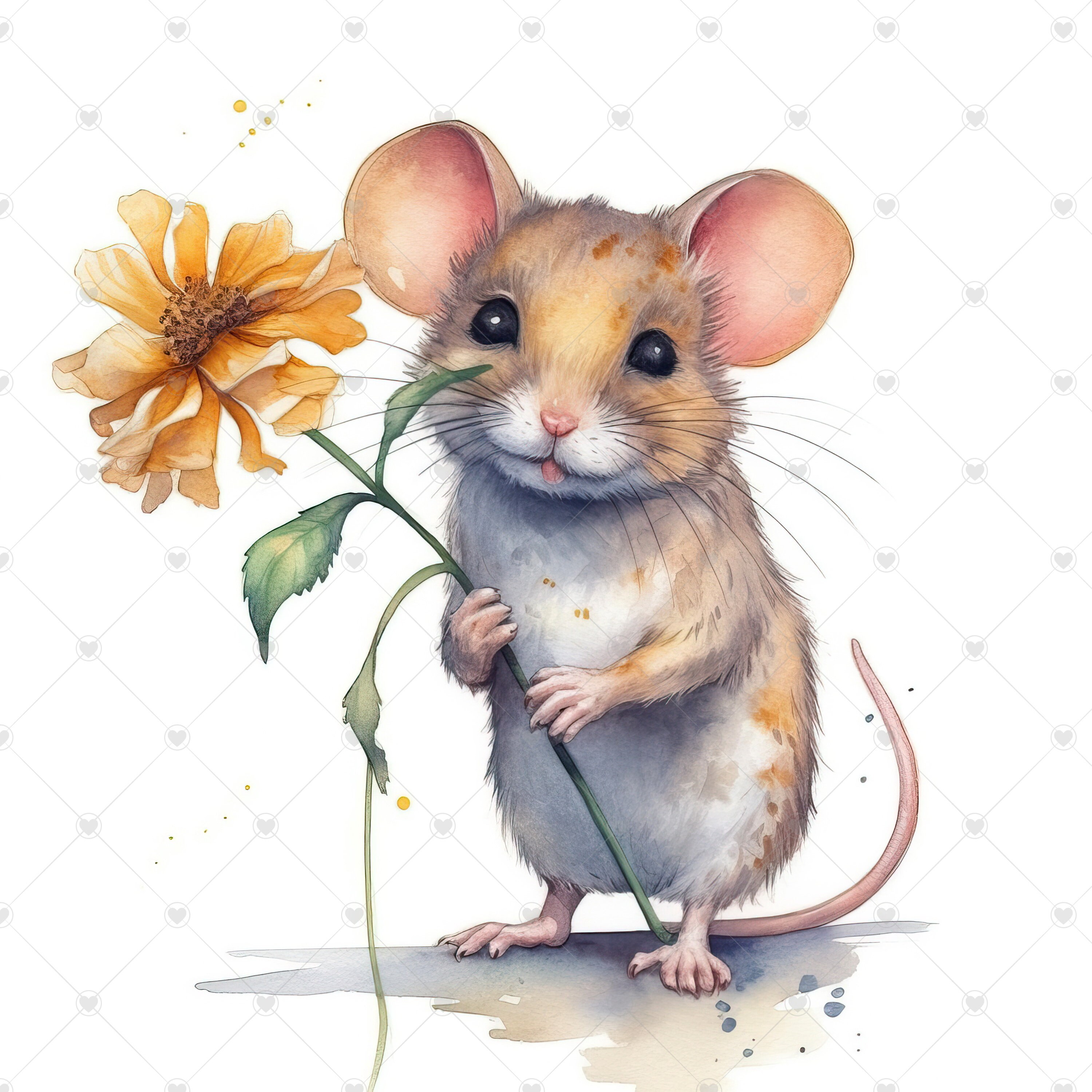 Mouse Holding Flower Clipart Bundle 10 High Quality - Etsy Australia