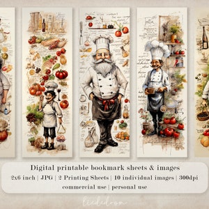 10 Chef's Recipe Printable Bookmarks for Recipe Book Bookmark Sheets ...