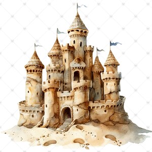 Sandcastle on Beach Clipart Bundle- 10 High Quality Watercolor Jpgs ...