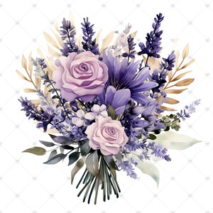 Lavender Bouquet Clipart Bundle- 10 High Quality Watercolor Jpgs ...
