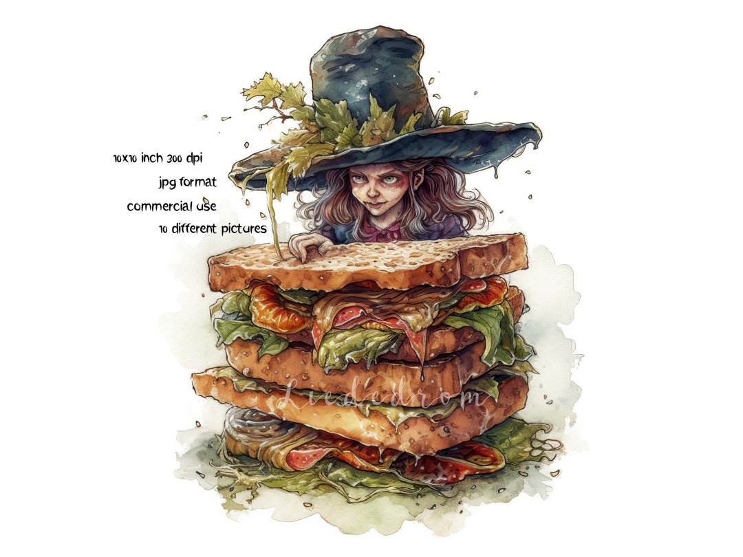 Witch With a Sandwich Clipart Bundle 10 High Quality - Etsy