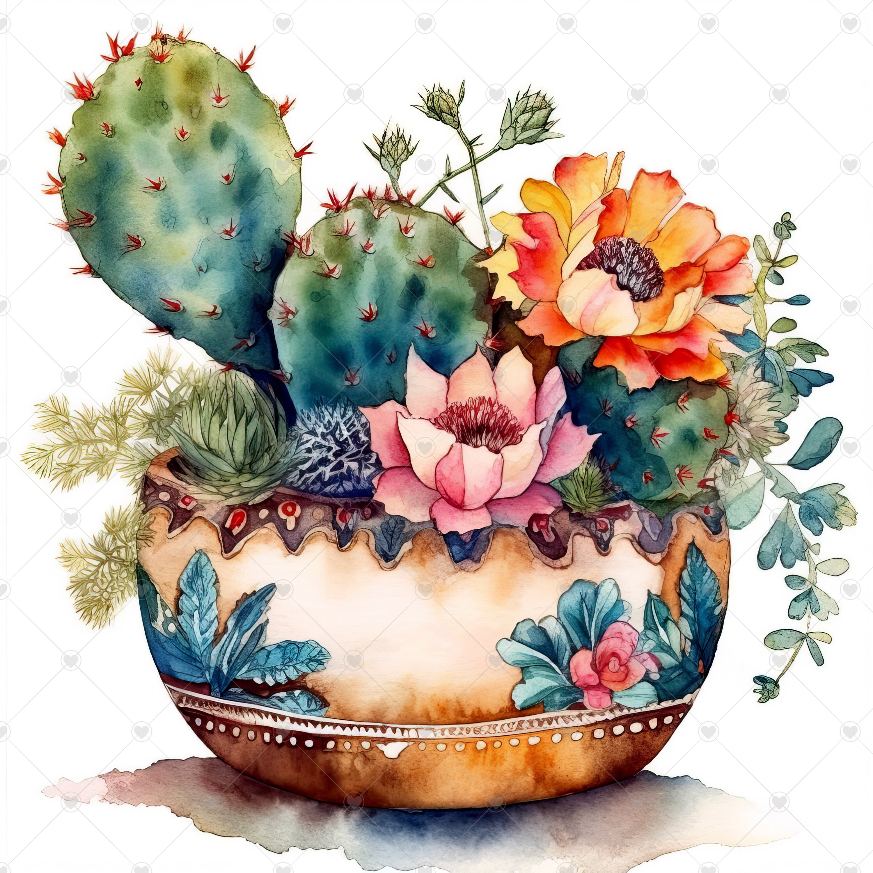 Cactus in Flower Pot Clipart Bundle 10 High Quality - Etsy