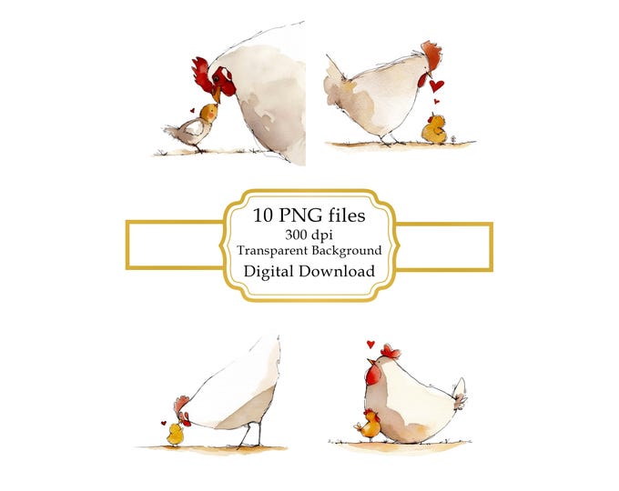 20 Chicken Family Clipart | Mother Hen With Chicks Design | Printable ...